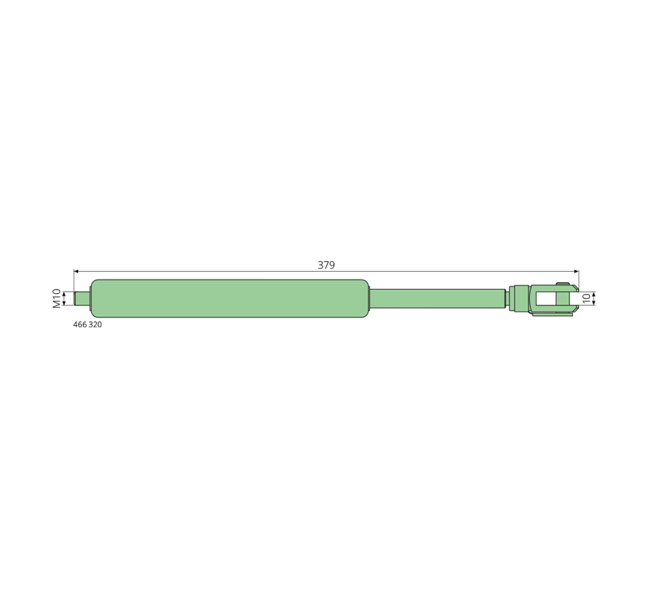 Gas spring - 100mm stroke - Steelcon